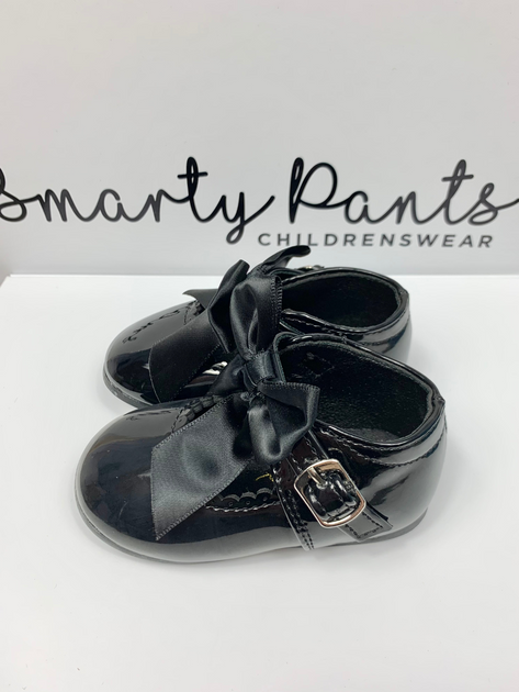 Girls 'Kylie' Black Bow Shoes – Smartypants Childrenswear